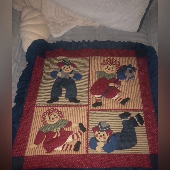 Other | Colorful Rag Doll Quilt With Blue Border | Poshmark